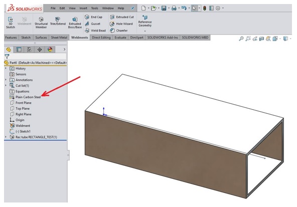 การ Export SOLIDWORKS Weldment Profile Material Properties