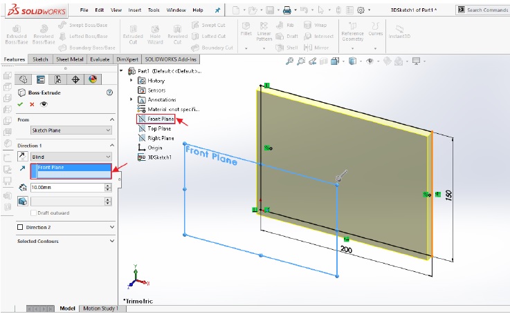 ใช้คำสั่ง Extrude กับ 3D Sketch