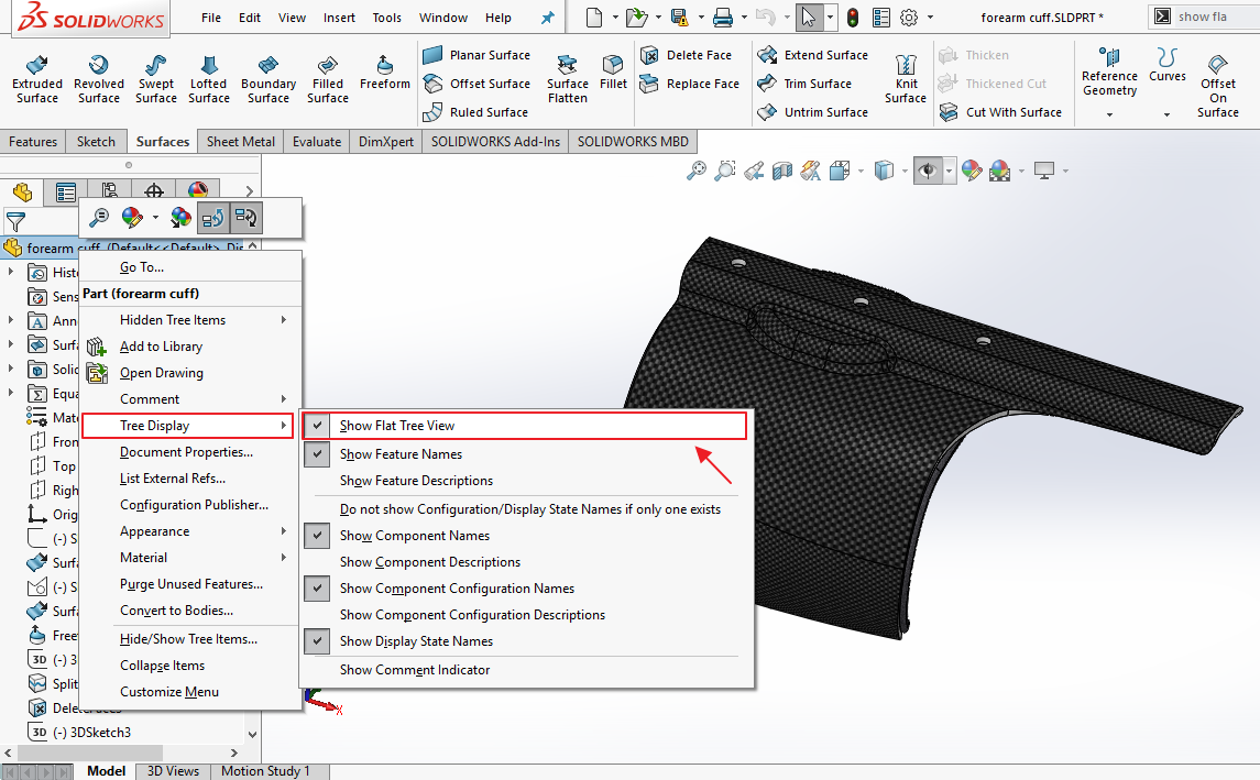 การดึง sketch ออกมาโชว์นอก feature ใน feature manager design tree