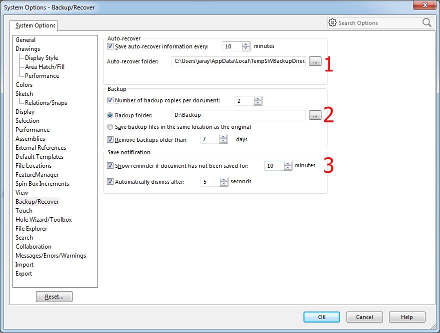 การตั้ง save auto recovery Backup Notification